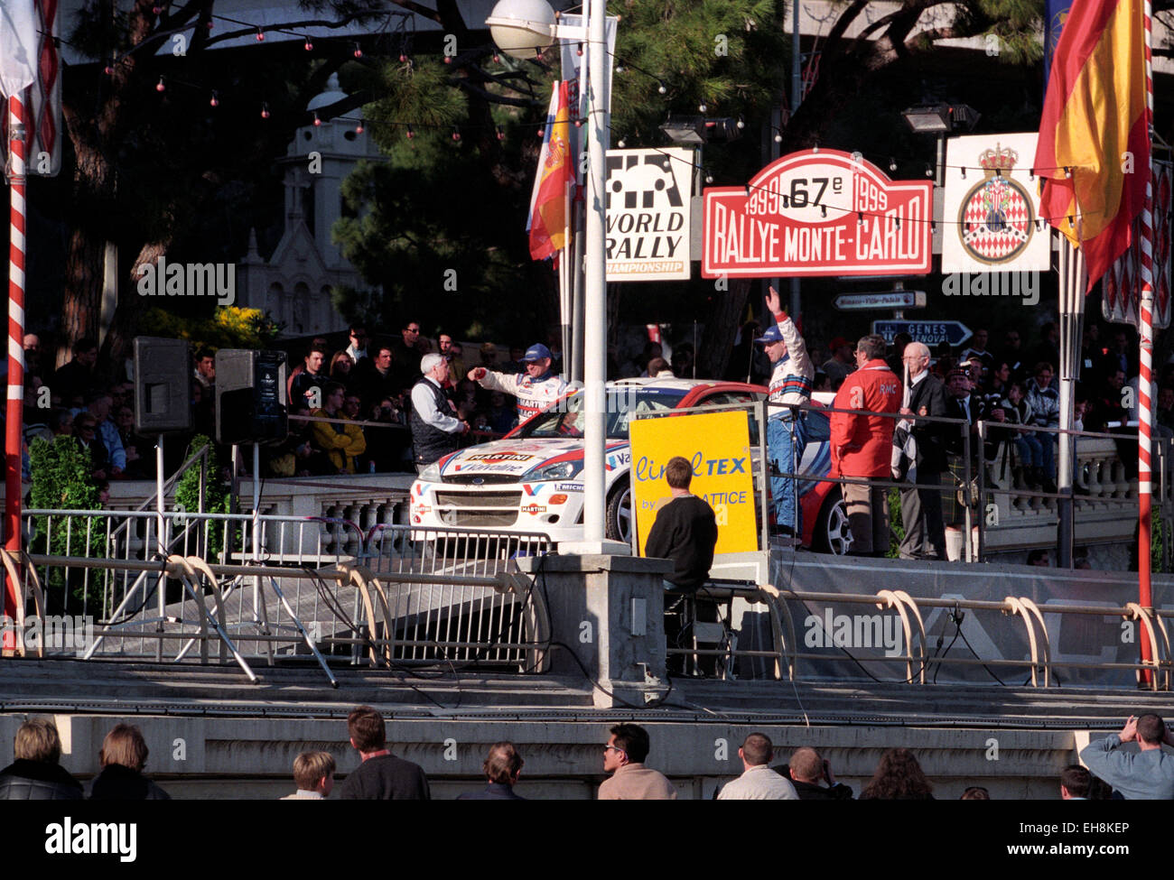 Monte Carlo Rally 1999 Colin McRae and Nicky Grist on the finishing ...