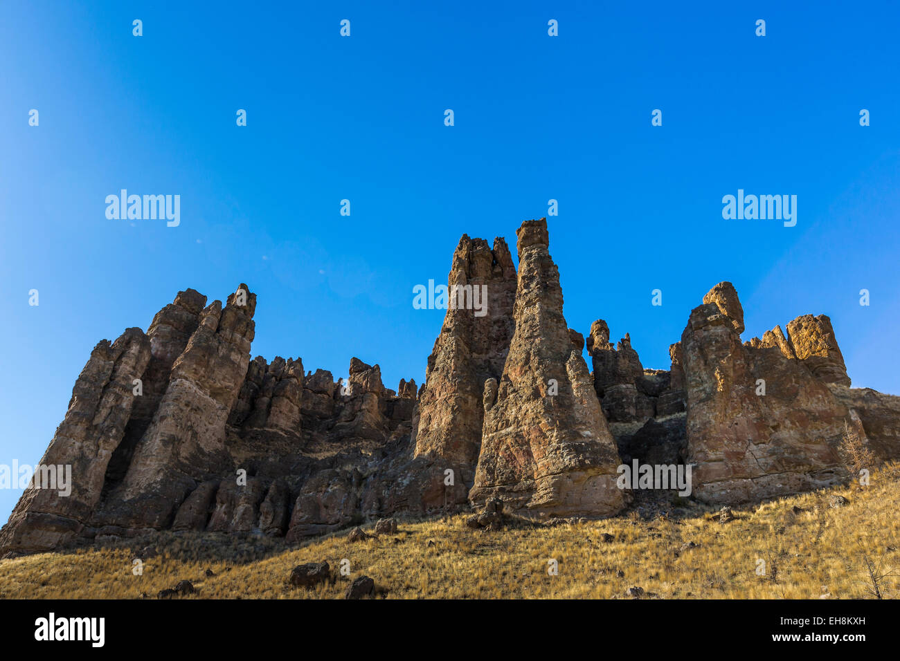 Clarno Palisades viewed from the Geologic Time Trail in the Clarno Unit ...