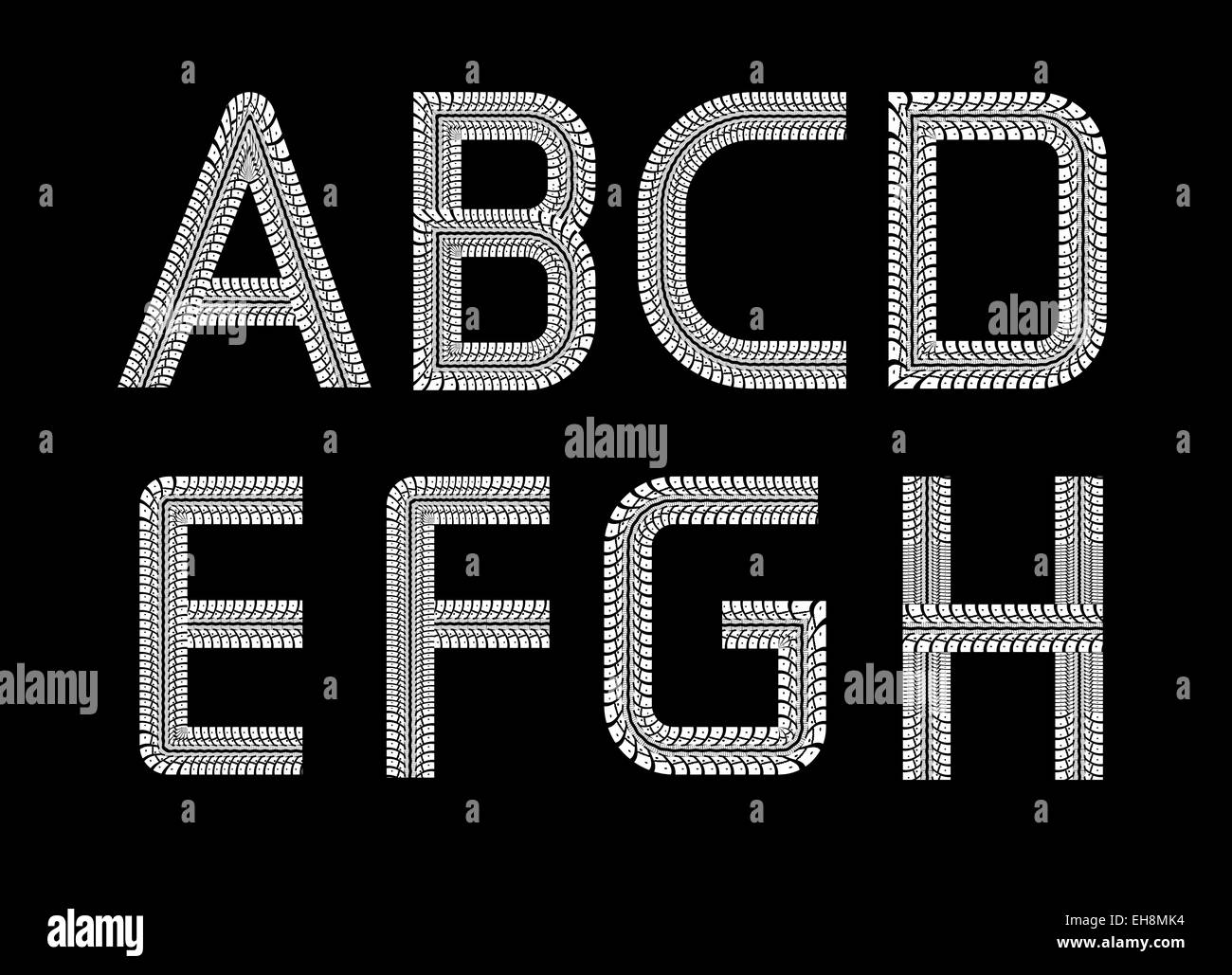 Tire tracks font Stock Photo - Alamy