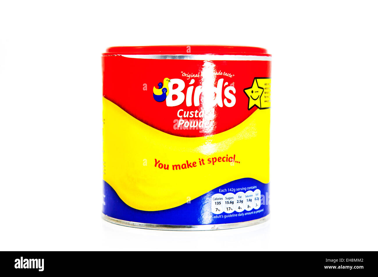 Custard powder Birds pudding sauce tin tinned logo product cutout white ...