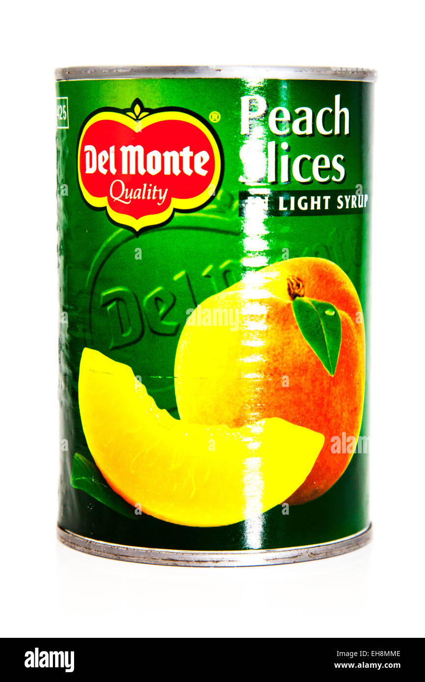 Peach slices tin tinned del monte in syrup logo product cutout white ...