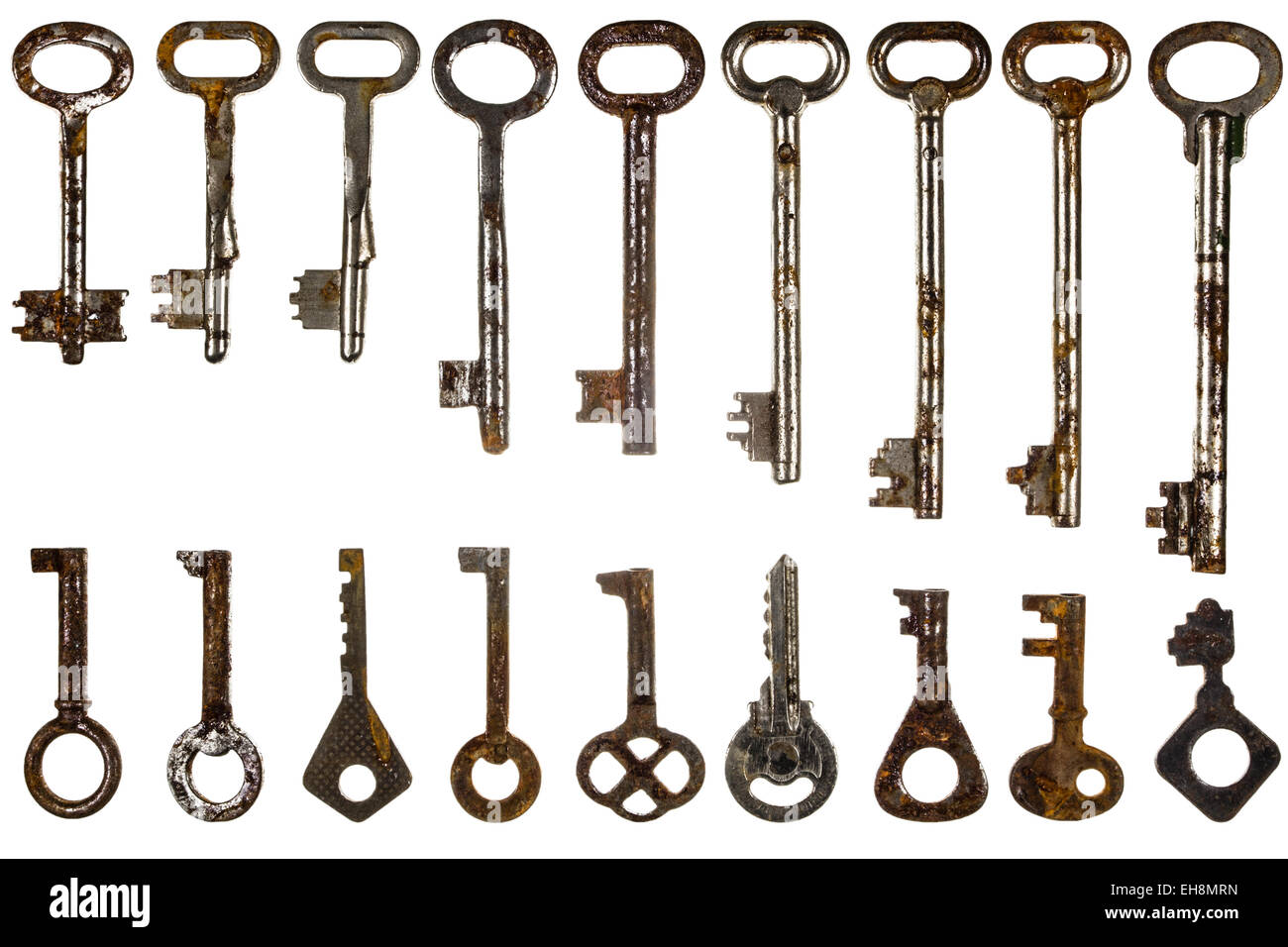 Set of old keys, isolated on white background Stock Photo - Alamy