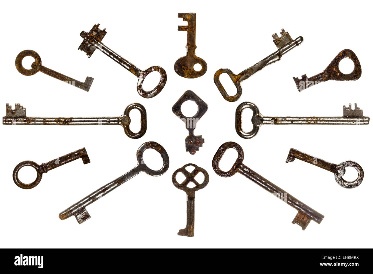 Set of old keys, isolated on white background Stock Photo - Alamy