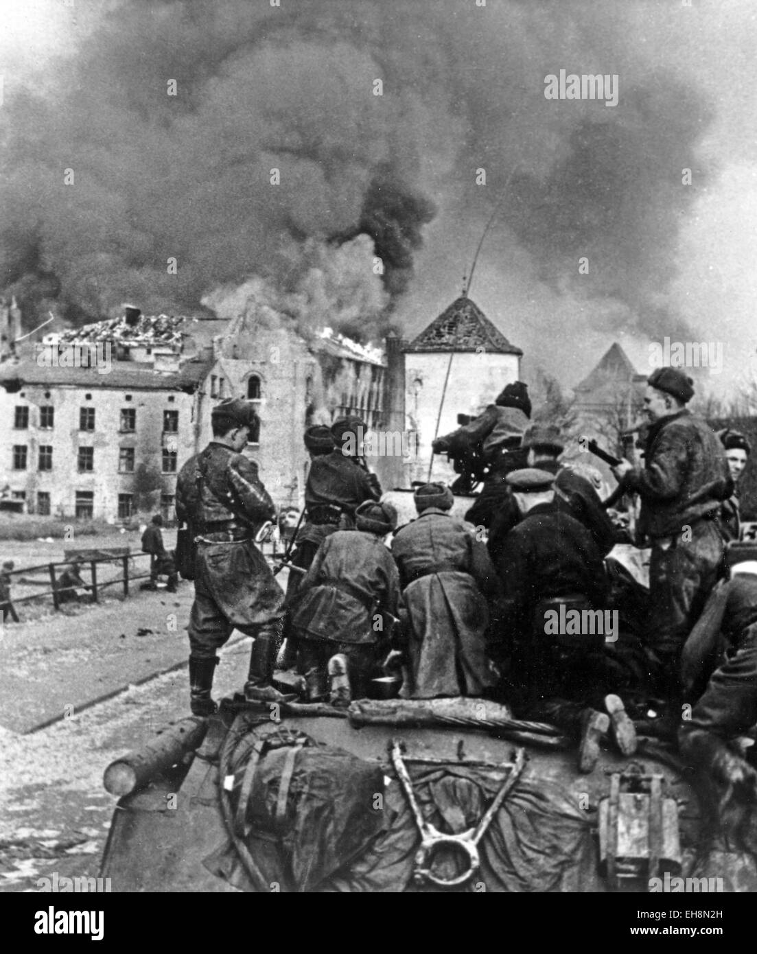SOVIET TANK in the suburbs of Danzig, Poland, in March 1945 Stock Photo ...