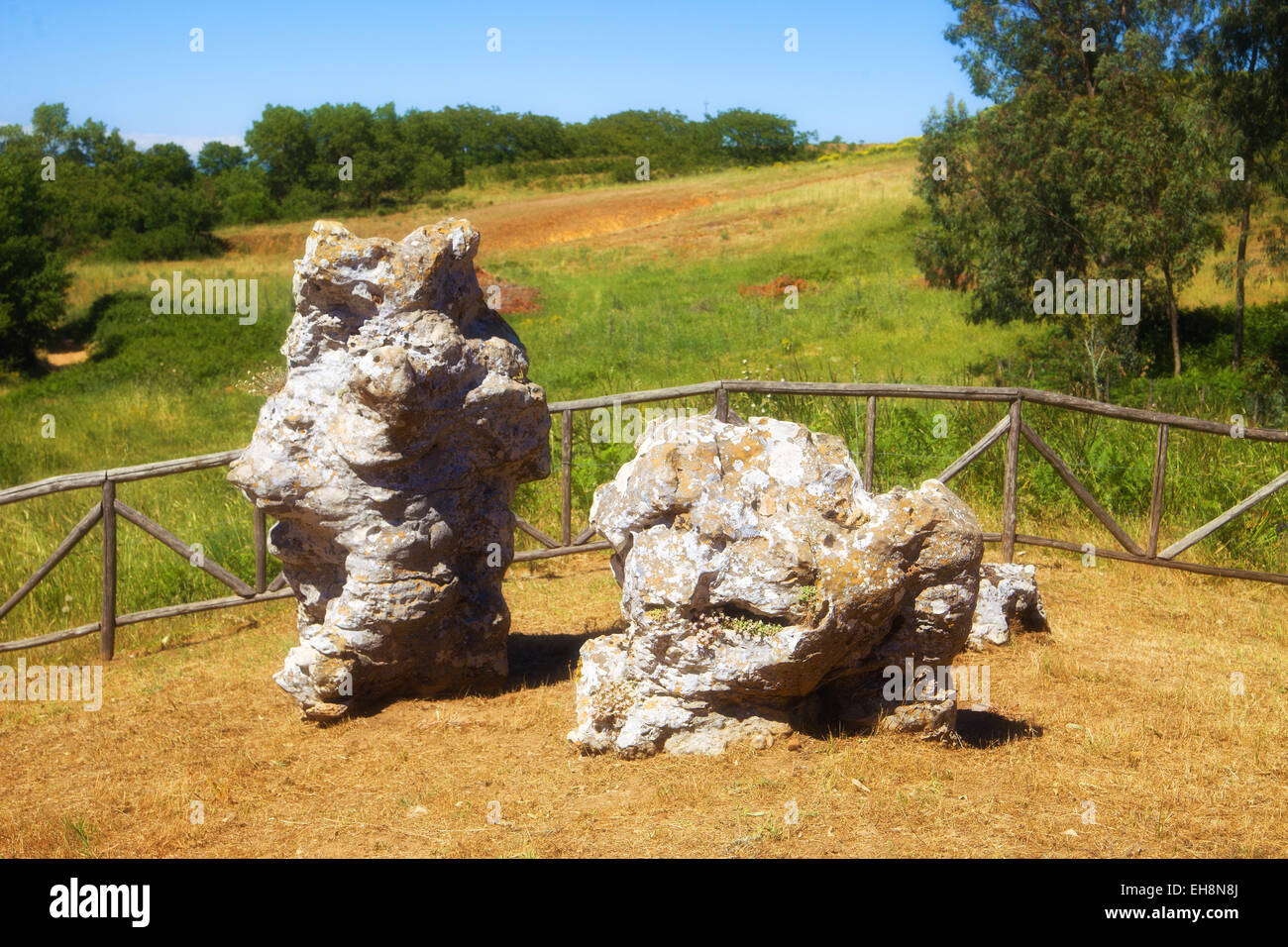 "Enchanted stones", special rocks shaped by weathering, in Sicily Stock ...
