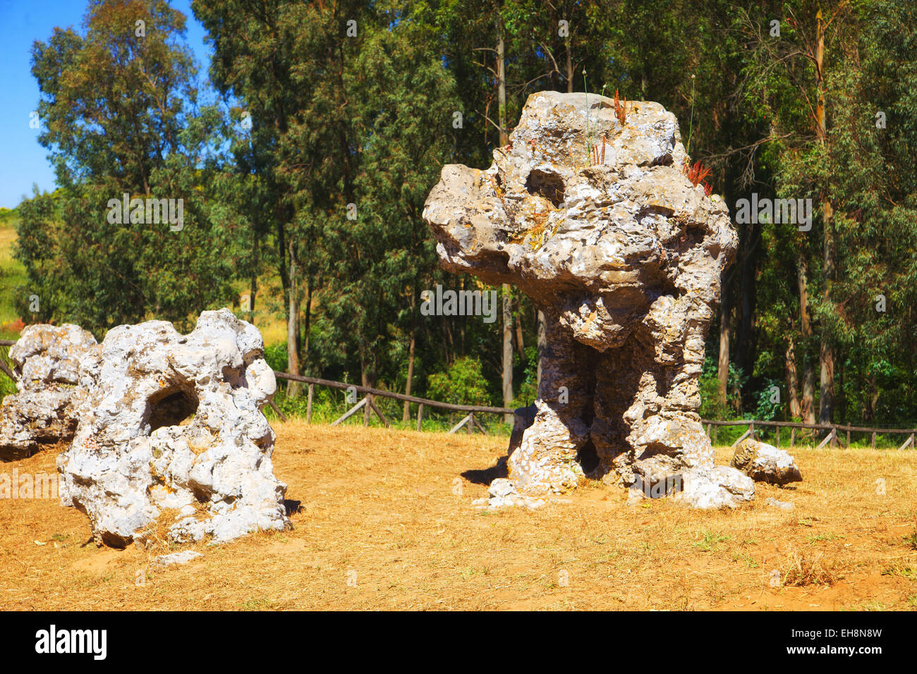 "Enchanted stones", special rocks shaped by weathering, in Sicily Stock ...
