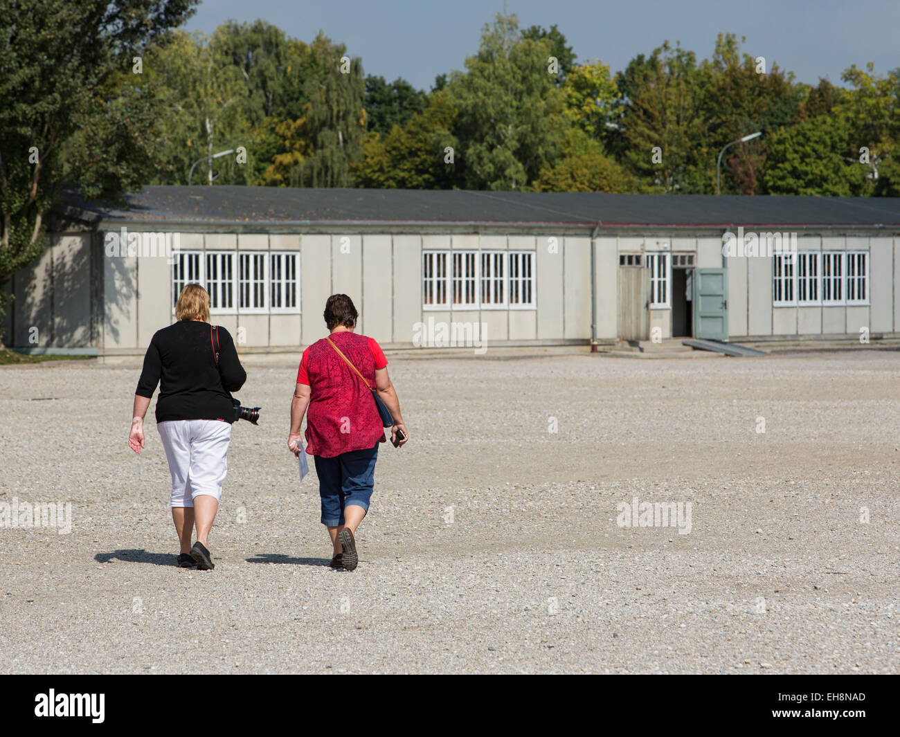 Munich Germany Dachau Concentration Camp two women walking to cell ...
