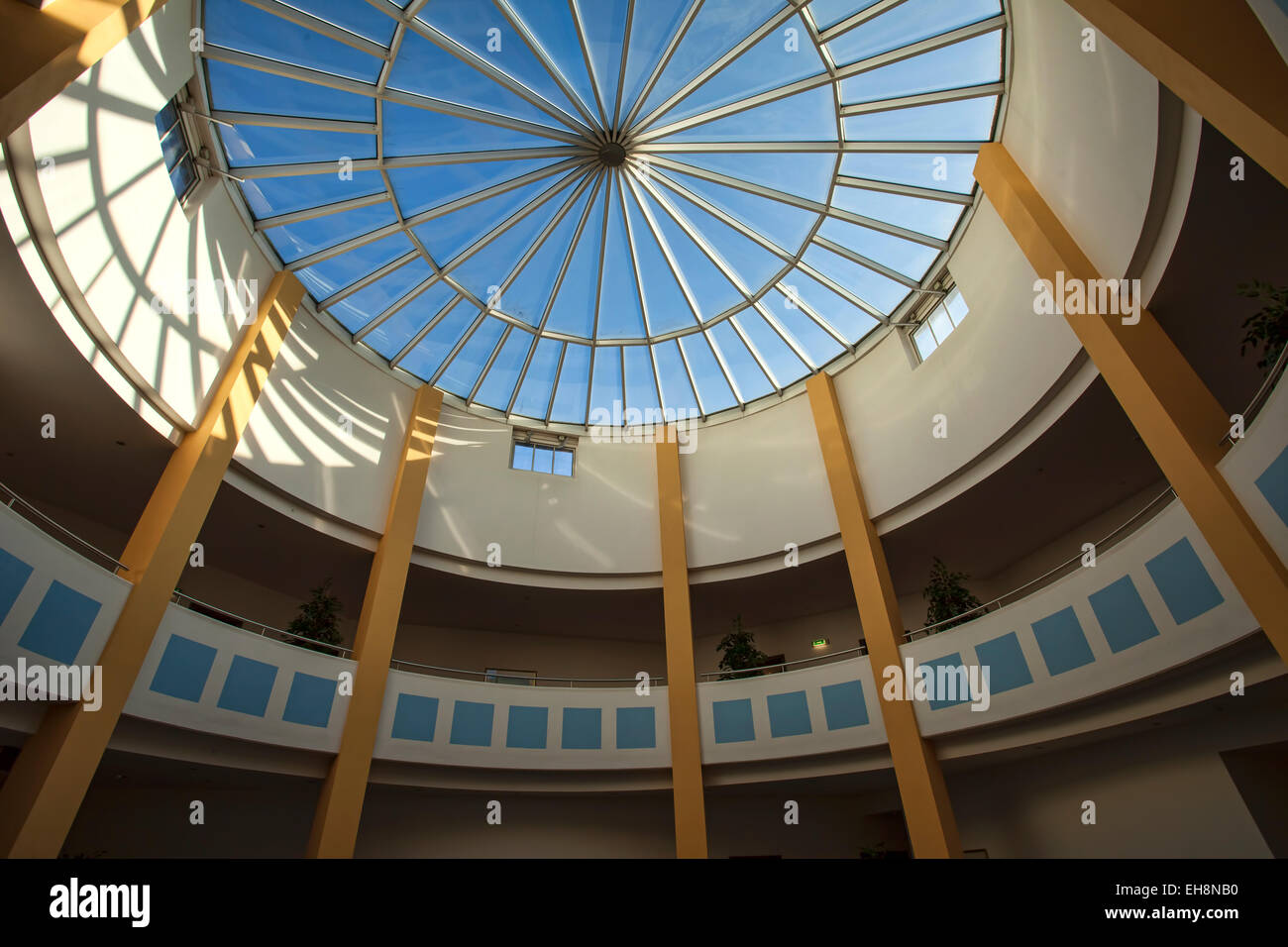 Germany hotel lobby glass dome balcony Stock Photo - Alamy