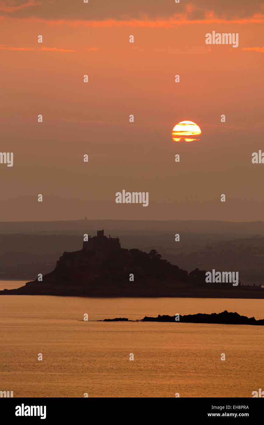 St Michael's Mount; Sunset; From Cudden Point Cornwall; UK Stock Photo ...