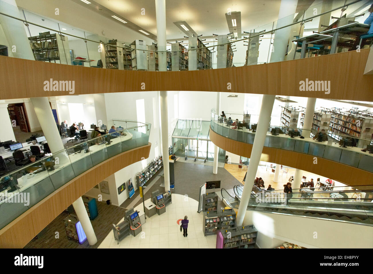 Looking towards the entrance of Central Library Liverpool Merseyside UK ...