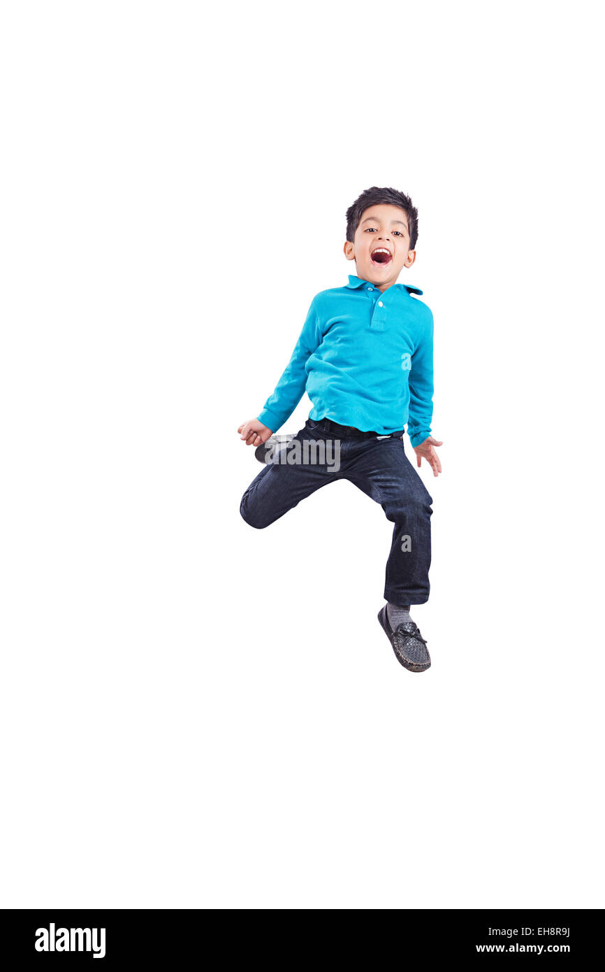 1 indian kid boy Jumping shouting fun Stock Photo - Alamy