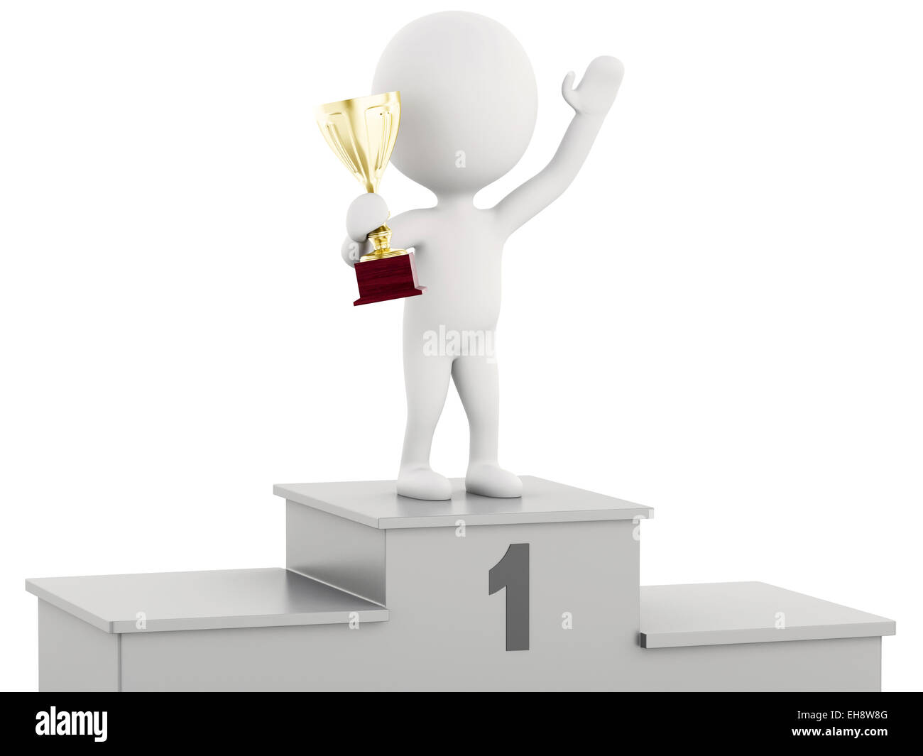 3d illustration. White people winner on sports podium with trophy ...