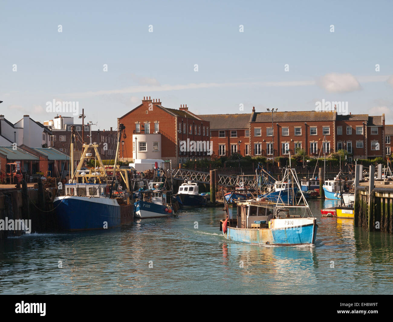 Coastal trawler leaving Camber Docks Old Portsmouth Hampshire England ...