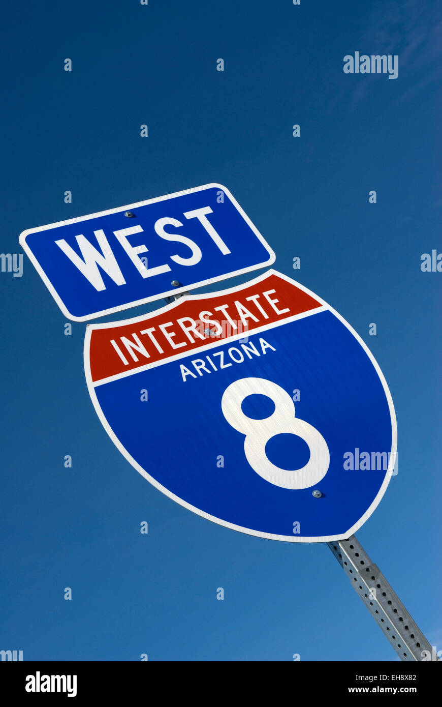 West Interstate Arizona 8 Sign USA Stock Photo - Alamy
