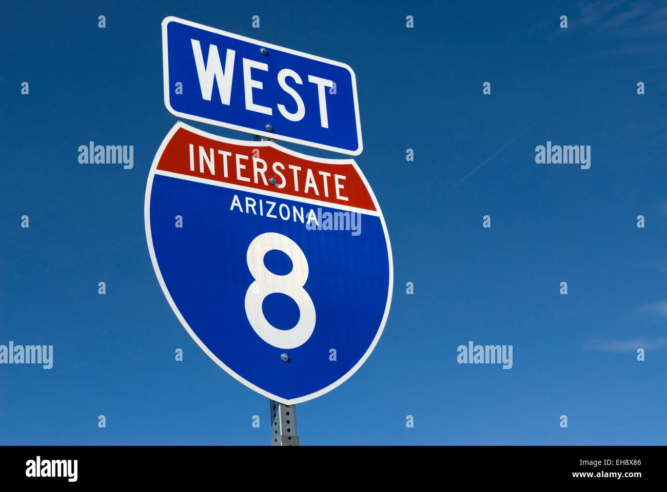 West Interstate Arizona 8 Sign USA Stock Photo - Alamy