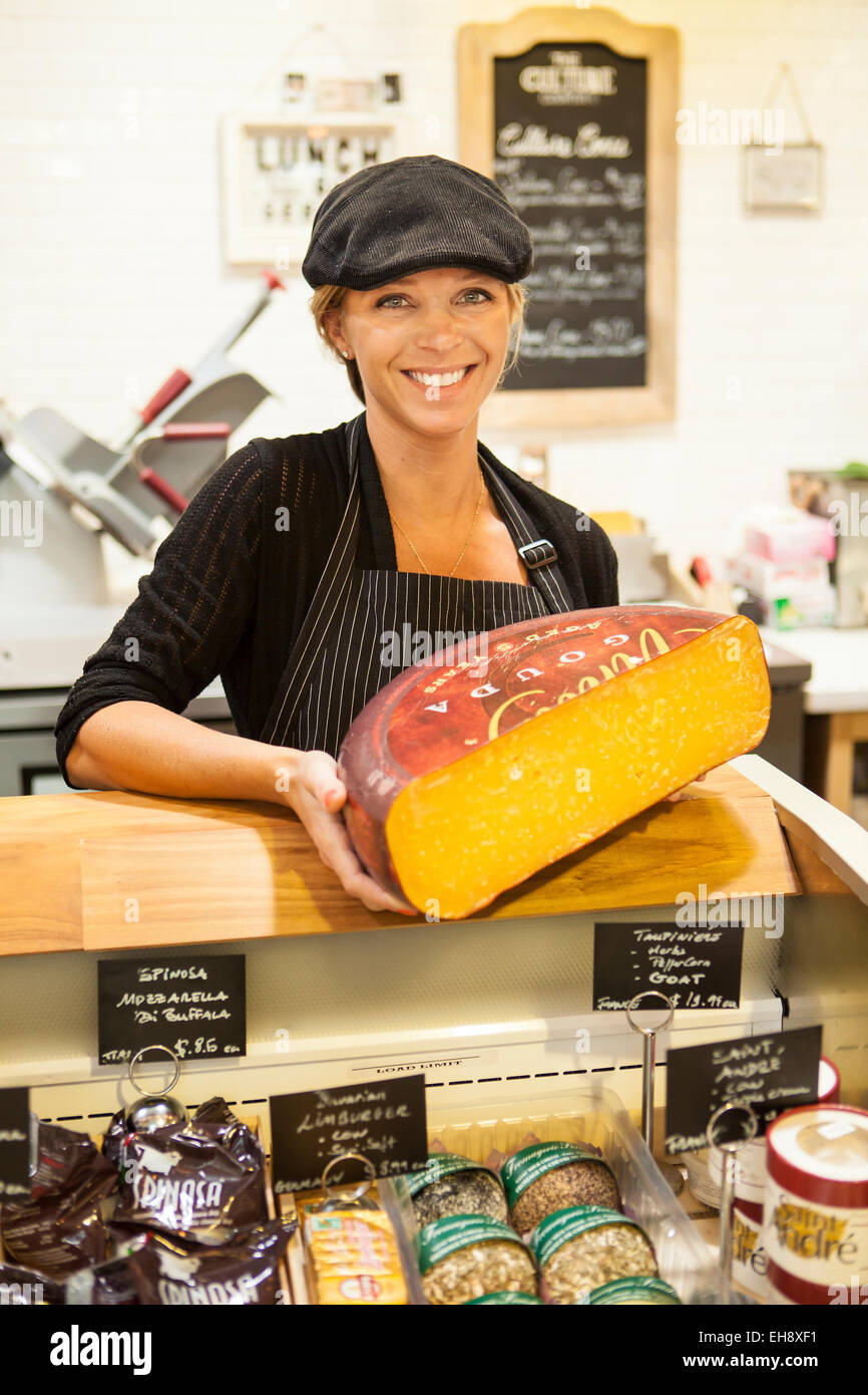 vendor at The Culture Counter cheese shop, Santa Barbara Public Market ...
