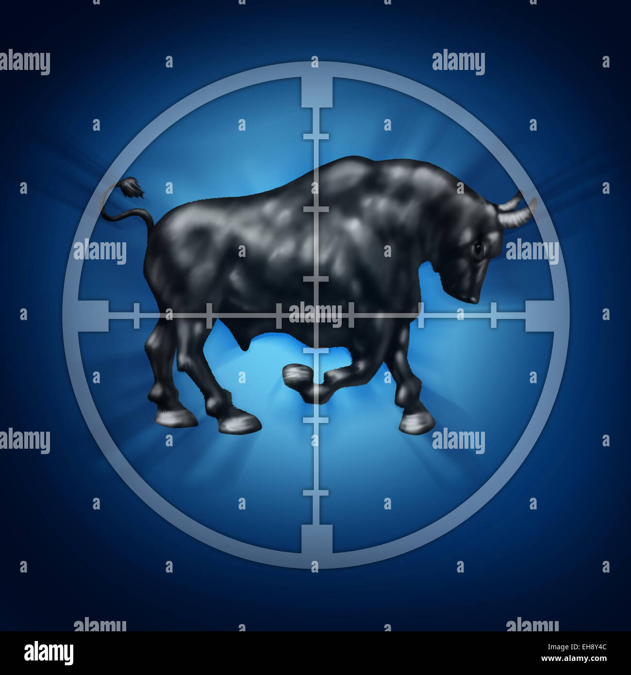 Bull market target as crosshairs for rising securities prices as a ...