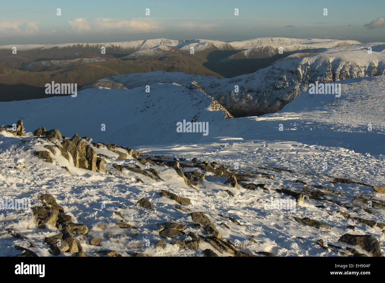 Striding edge from Helvellyn. Helvellyn winter, snow on Helvellyn ...