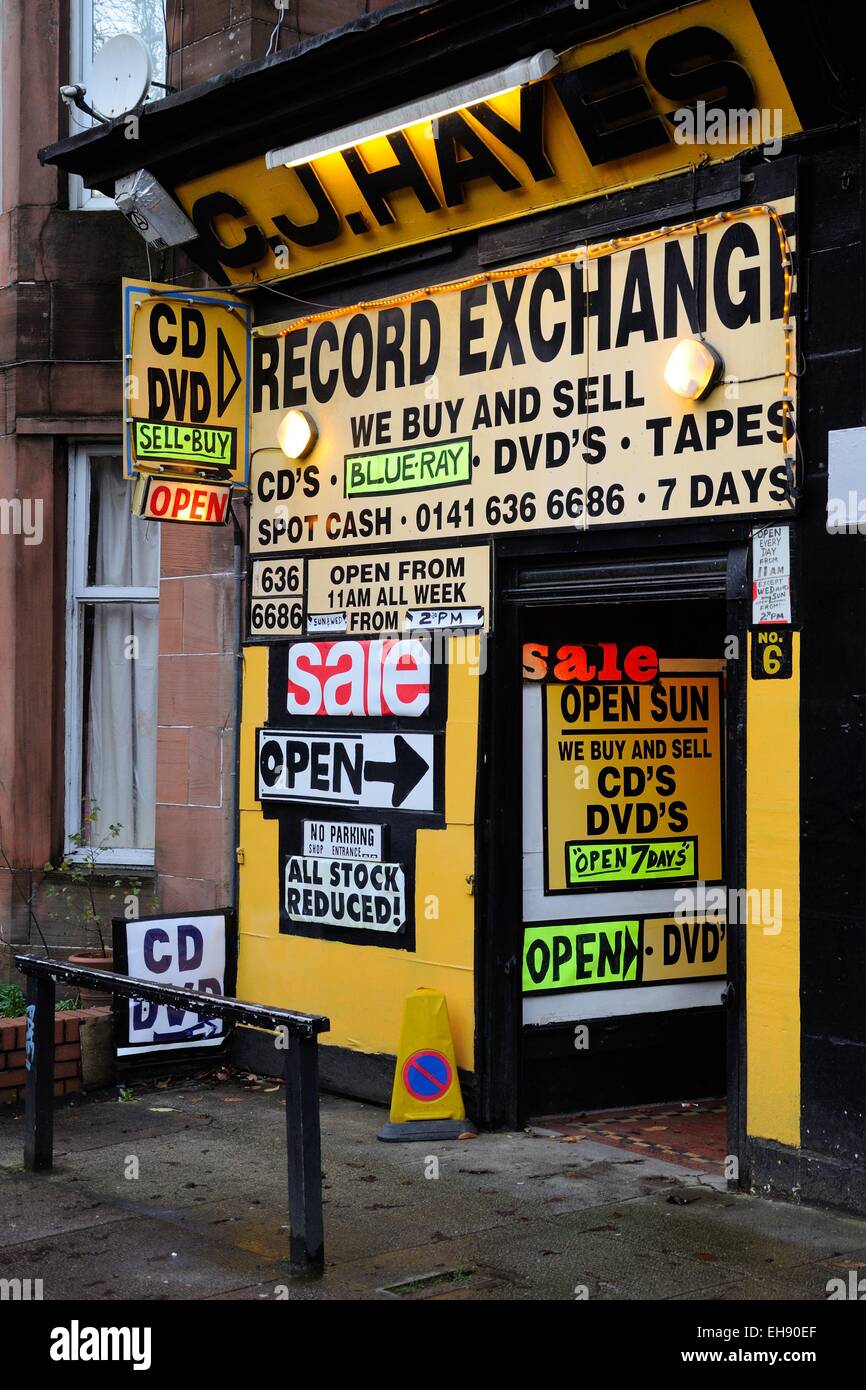 Record exchange shop in Glasgow, Scotland, UK Stock Photo - Alamy