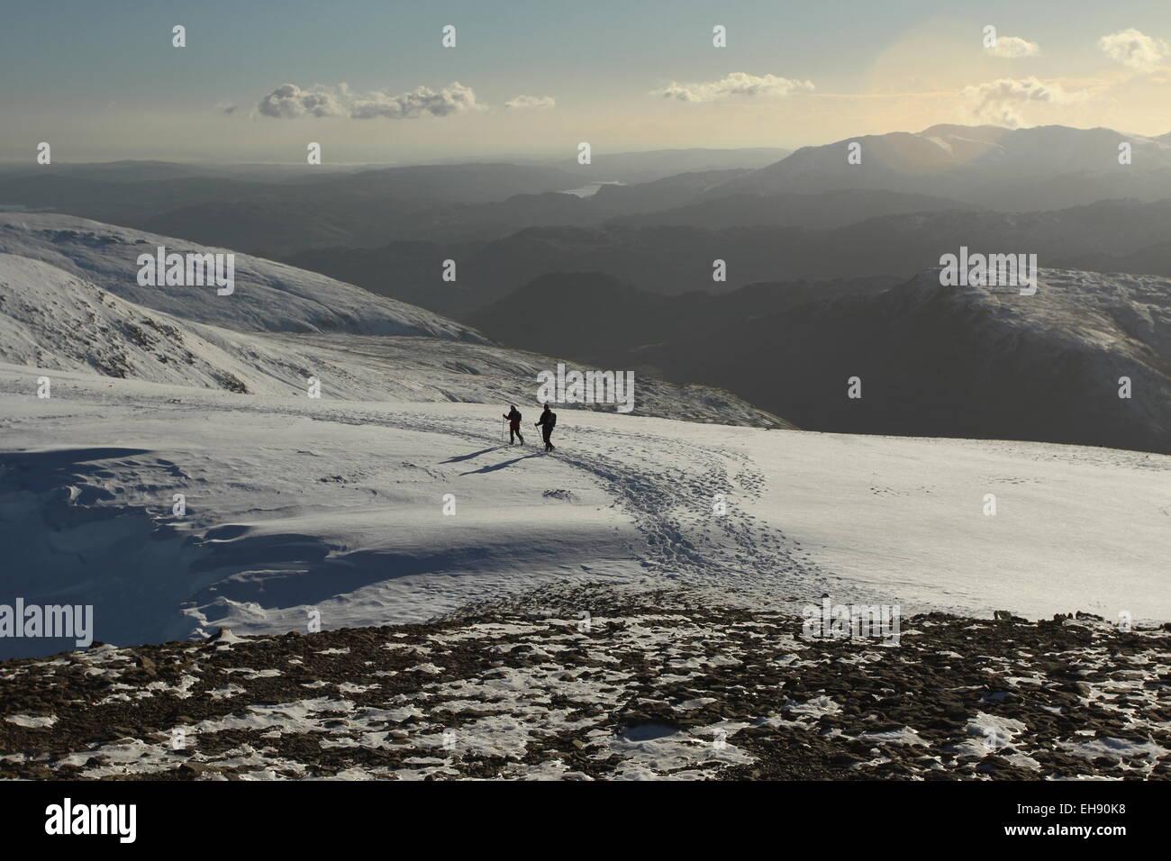Helvellyn winter, Snow cornices dramatic snow Helvellyn summit, snow on ...