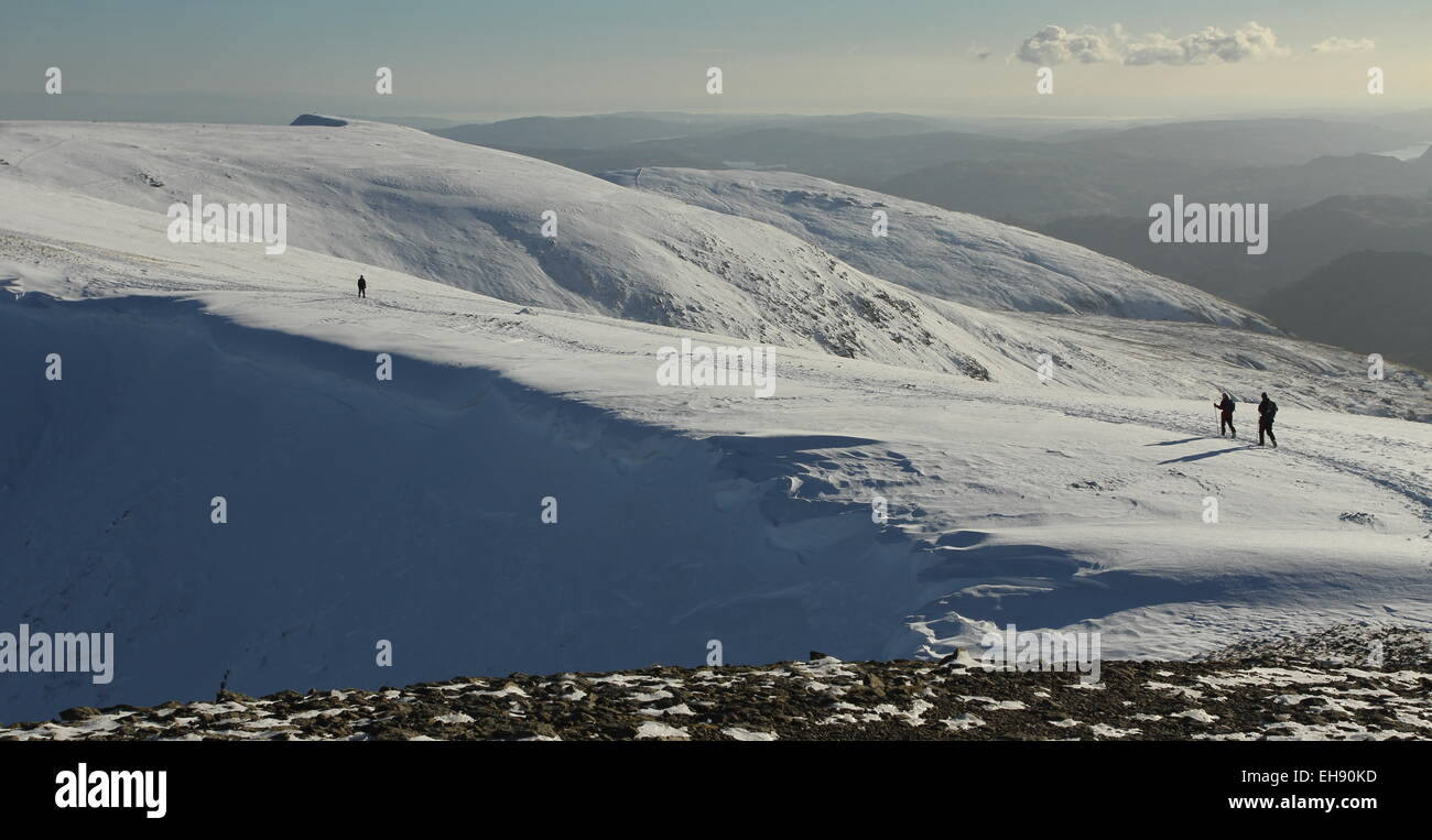 Helvellyn winter, Snow cornices dramatic snow Helvellyn summit, snow on ...