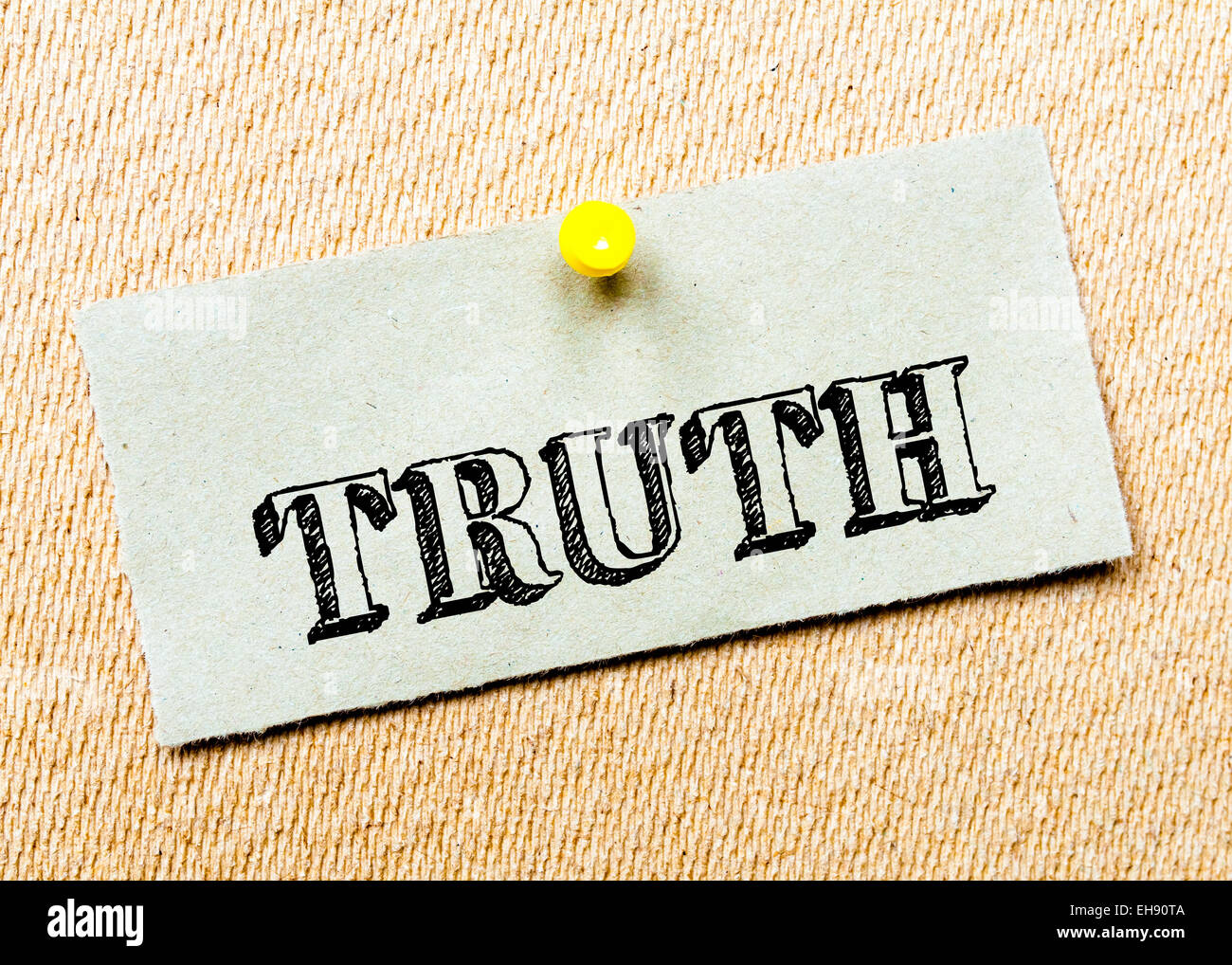 Recycled paper note pinned on cork board.Truth Message. Concept Image ...