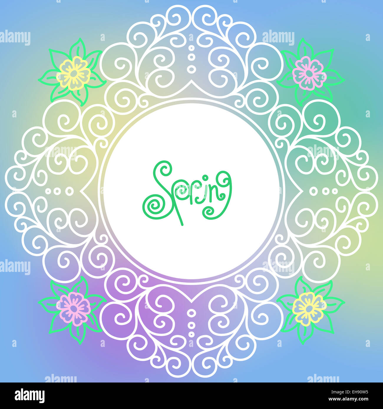 vector spring pattern of spirals, swirls, chains Stock Photo - Alamy