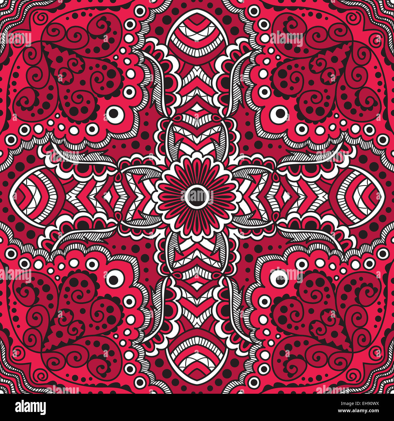 vector seamless red pattern of spirals, swirls, chains Stock Photo - Alamy