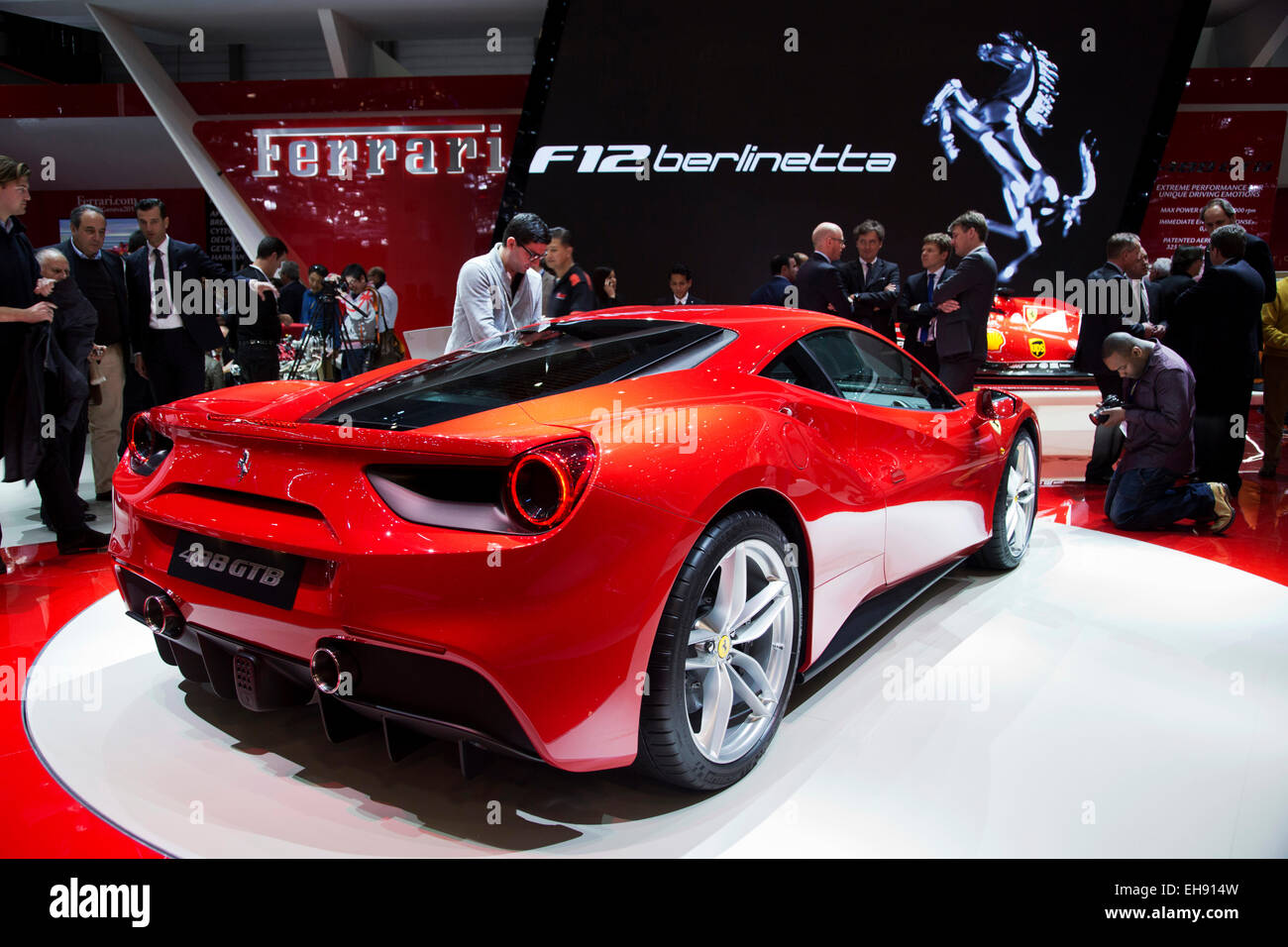 Ferrari 488 GTB launches at the Geneva Motor Show 2015 Stock Photo - Alamy