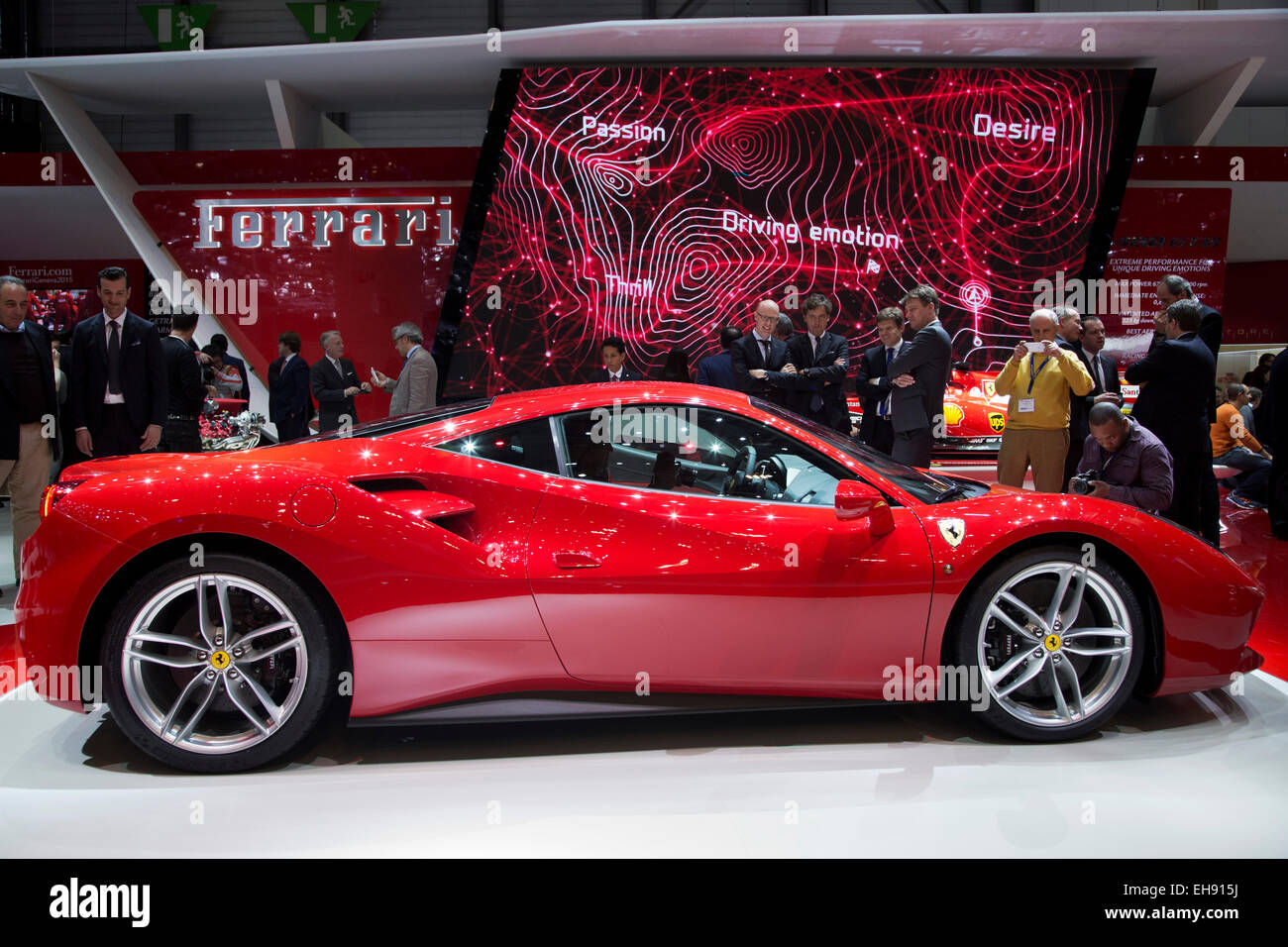 Ferrari 488 GTB launches at the Geneva Motor Show 2015 Stock Photo - Alamy