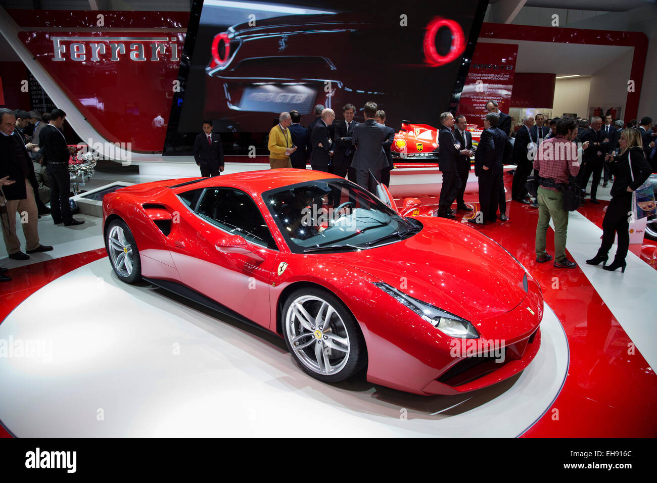 Ferrari 488 GTB launches at the Geneva Motor Show 2015 Stock Photo - Alamy