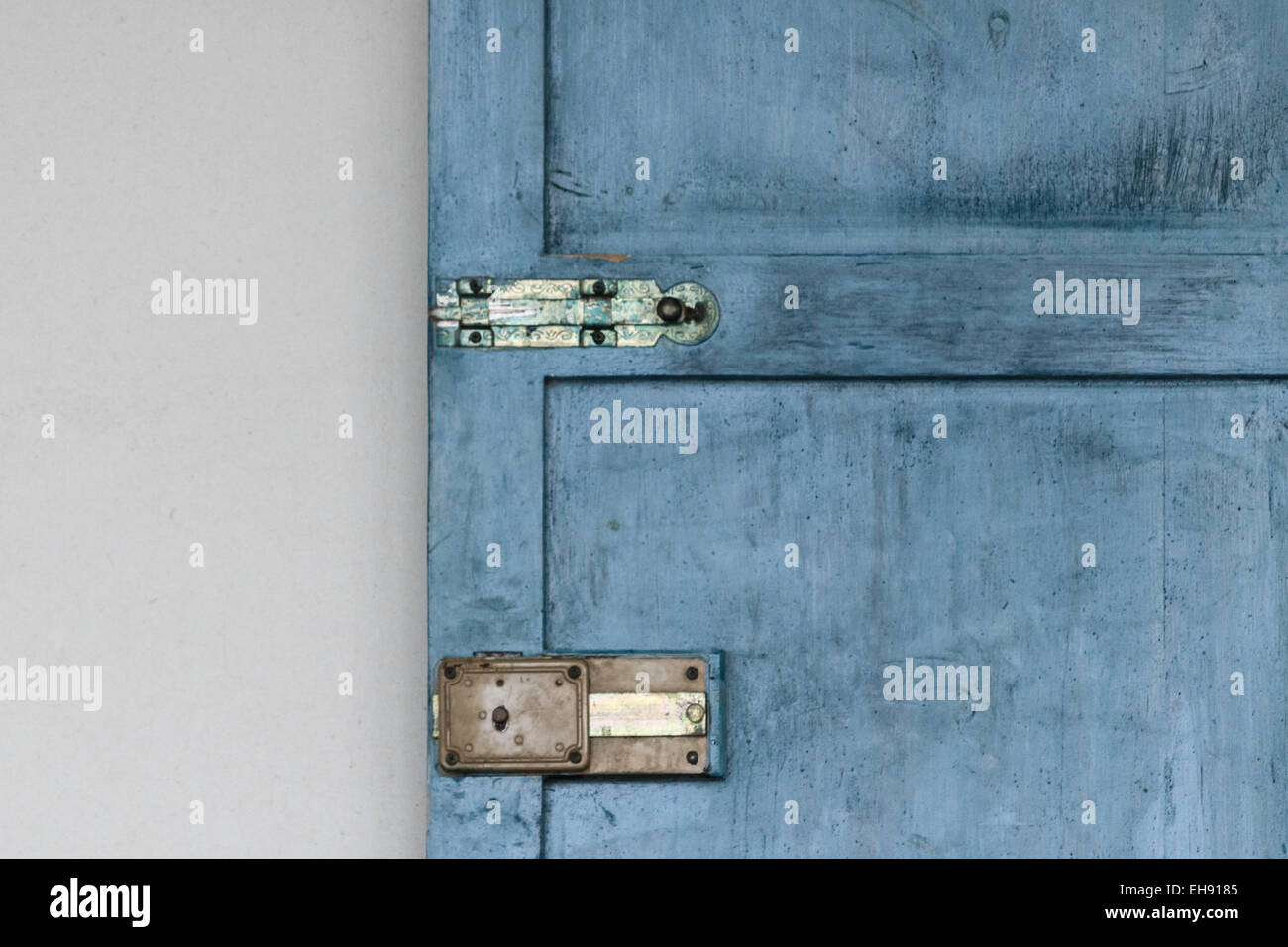 Blue wooden door shutter Stock Photo - Alamy