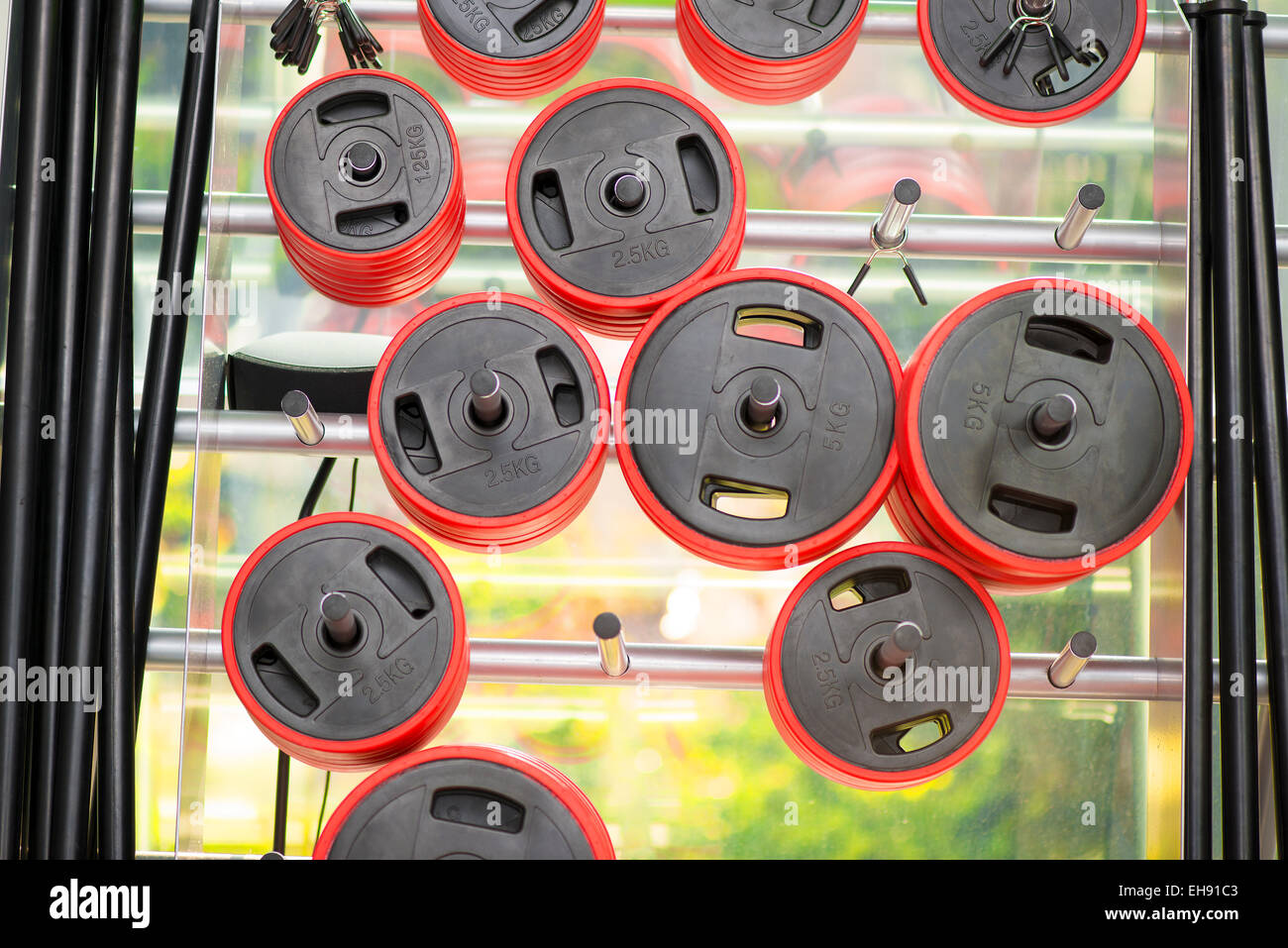 different weights in the fitness room Stock Photo - Alamy