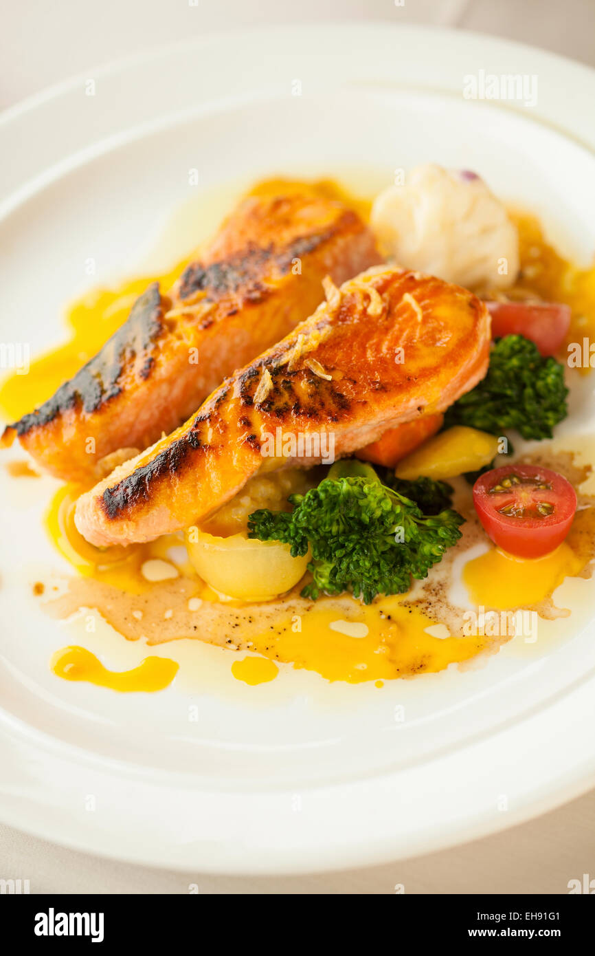 grilled salmon with lilicoy glaze, Cafe Gilbralter, El Granada near ...