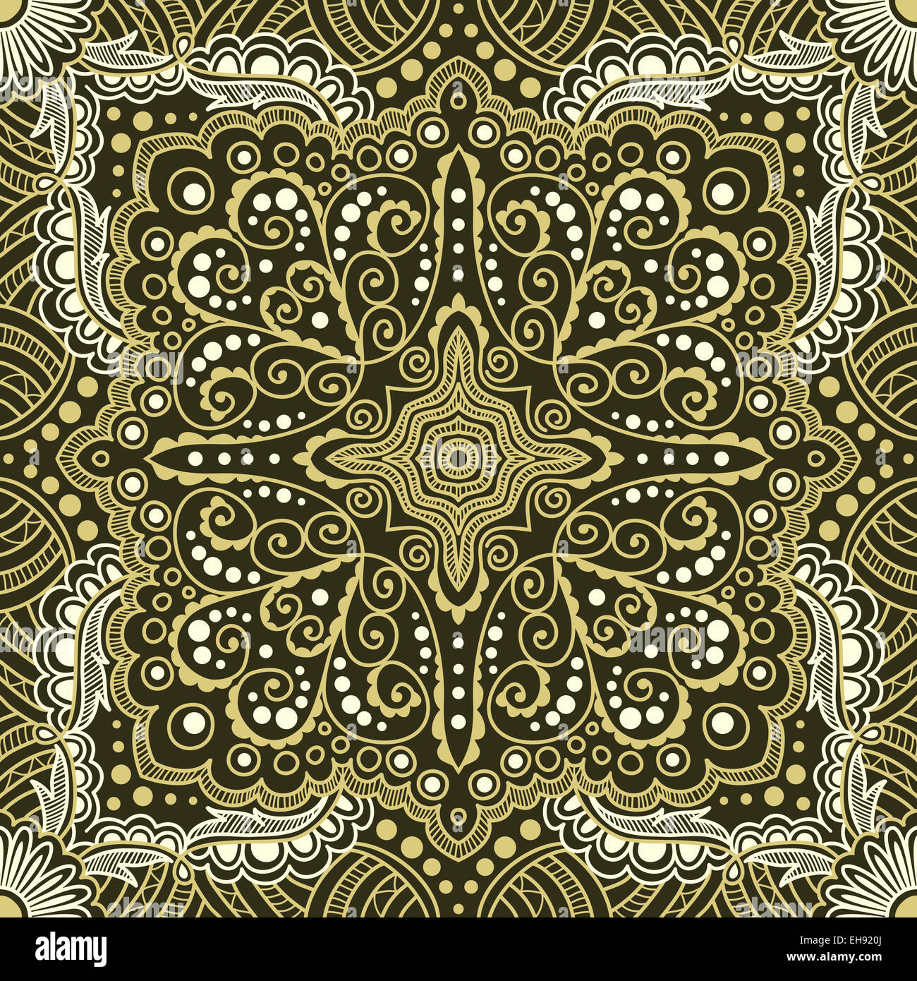 vector seamless gold pattern of spirals, swirls, chains Stock Photo - Alamy