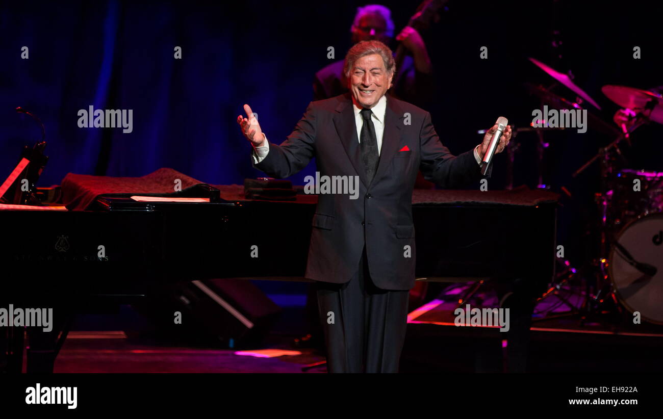 Tony Bennett performing live at the Royal Festival Hall in London ...