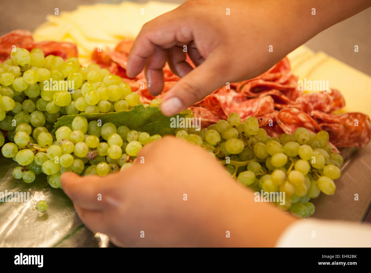 Appetizer Platter being prepared, Members’ Dinner at Roblar Winery ...