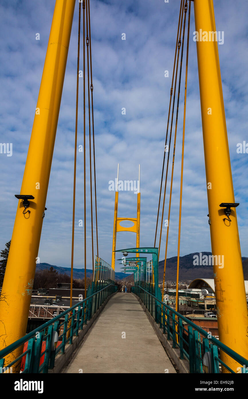 Pedestrian bridge over the main Canadian Pacific rail line in Kamloops ...