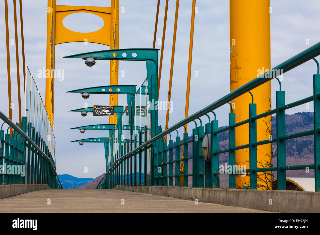 Pedestrian bridge over the main Canadian Pacific rail line in Kamloops ...