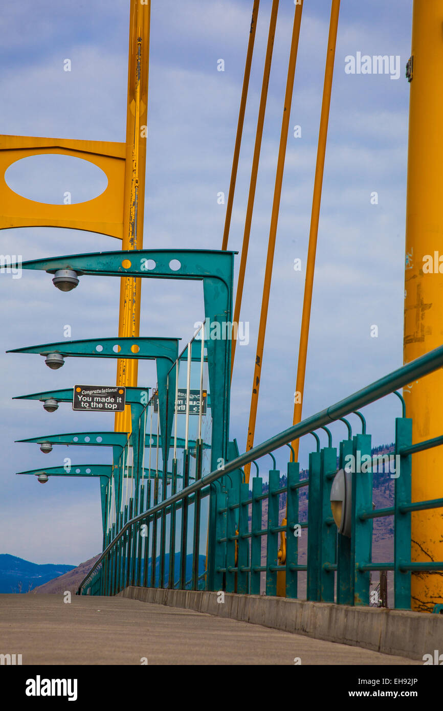 Pedestrian bridge over the main Canadian Pacific rail line in Kamloops ...