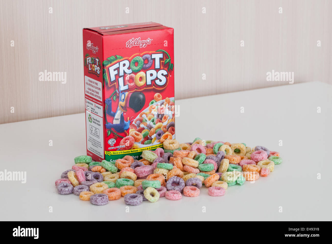 A fun-packed sized box of Kellogg's Froot Loops cereal. Canadian ...