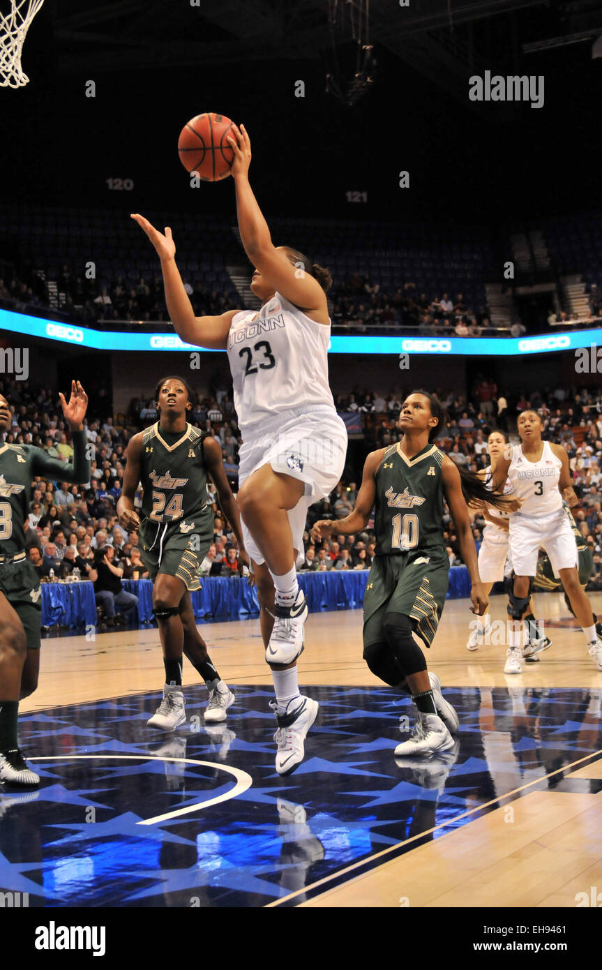 March 9th 2015: Kaleena Mosqueda-Lewis(23) of Uconn in action during ...