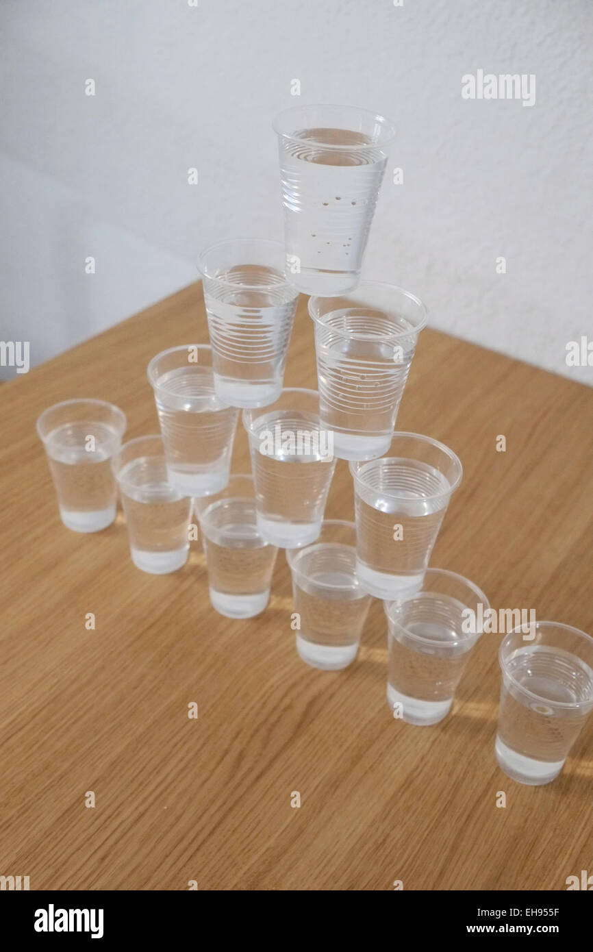 pyramid made of fresh glasses of water Stock Photo - Alamy