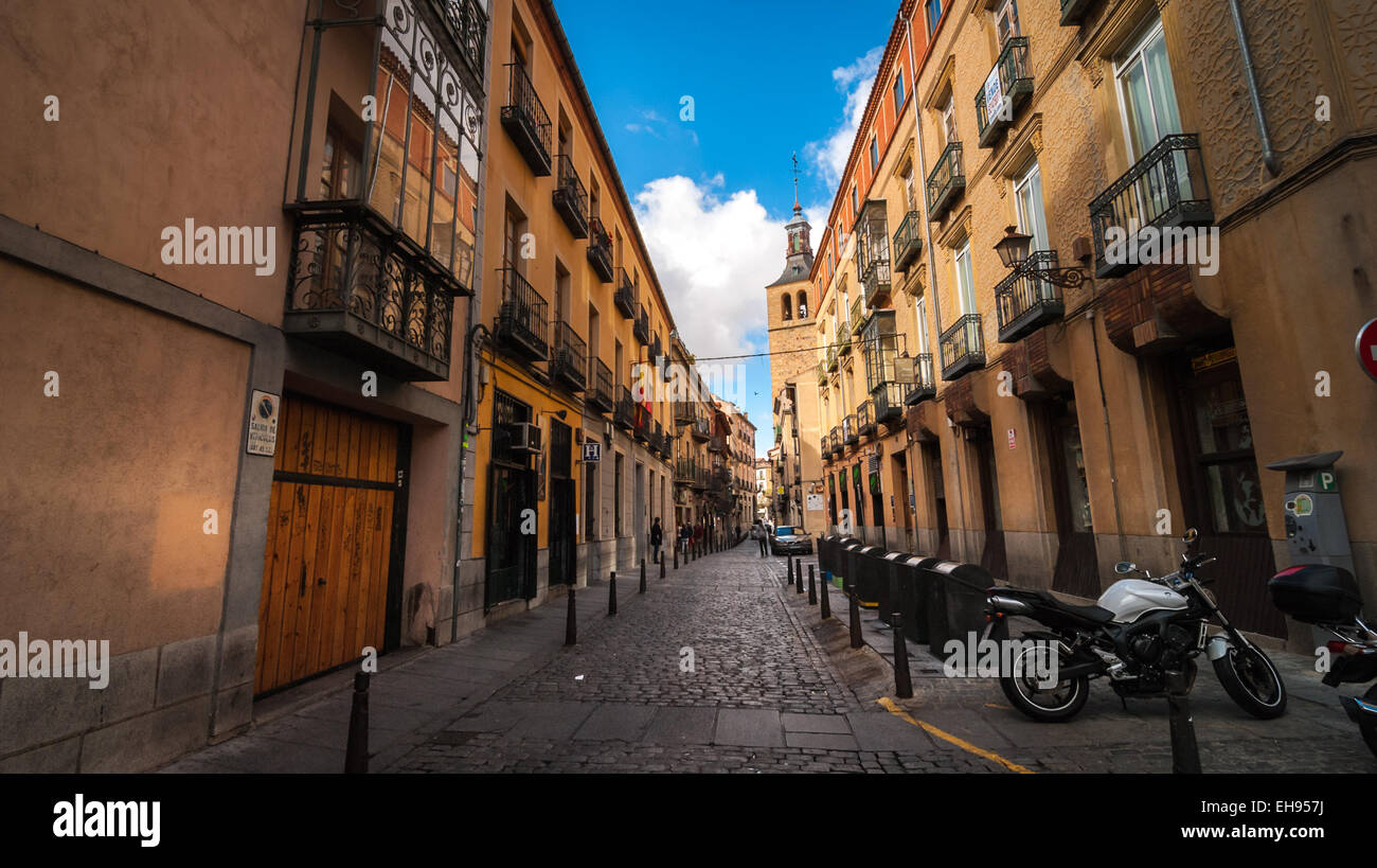 Streets of Segovia in October. Walking the narrow alleys in the daytime ...