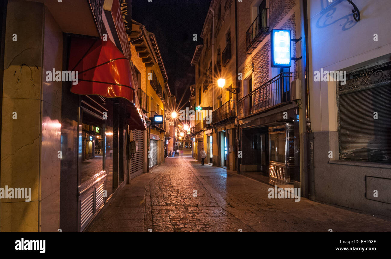 Streets of Segovia in October. Walking the narrow alleys and streets ...
