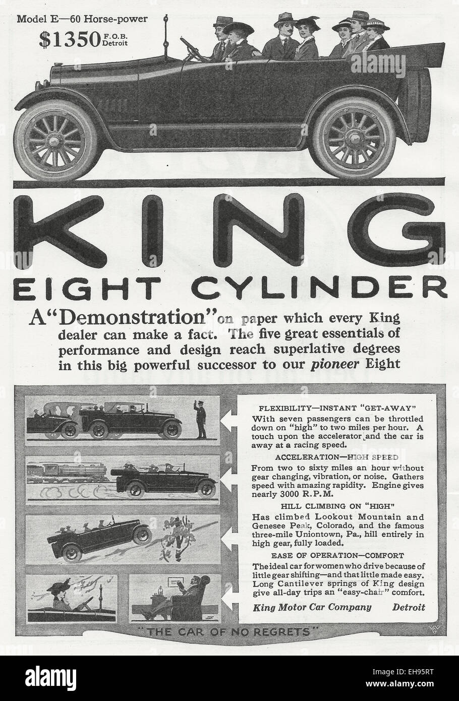 King Eight Cylinder Car Advertisement 1916 Stock Photo - Alamy