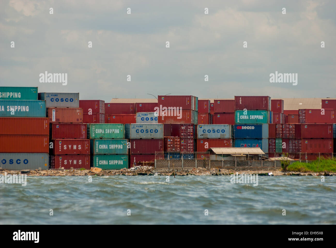 A shipping container terminal, a part of Jakarta Port extension area ...