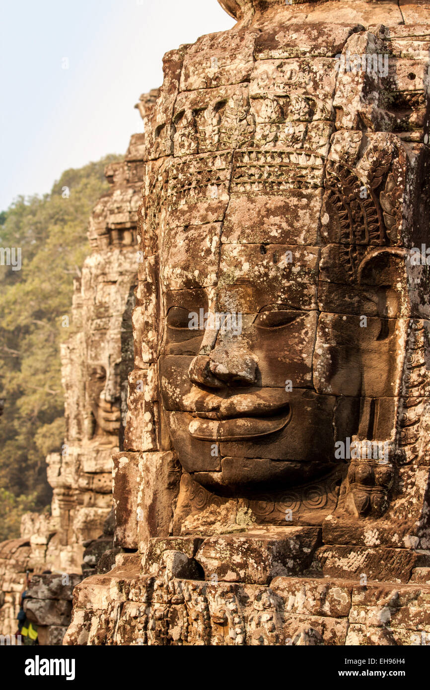 Stone face at Bayon Temple Stock Photo - Alamy
