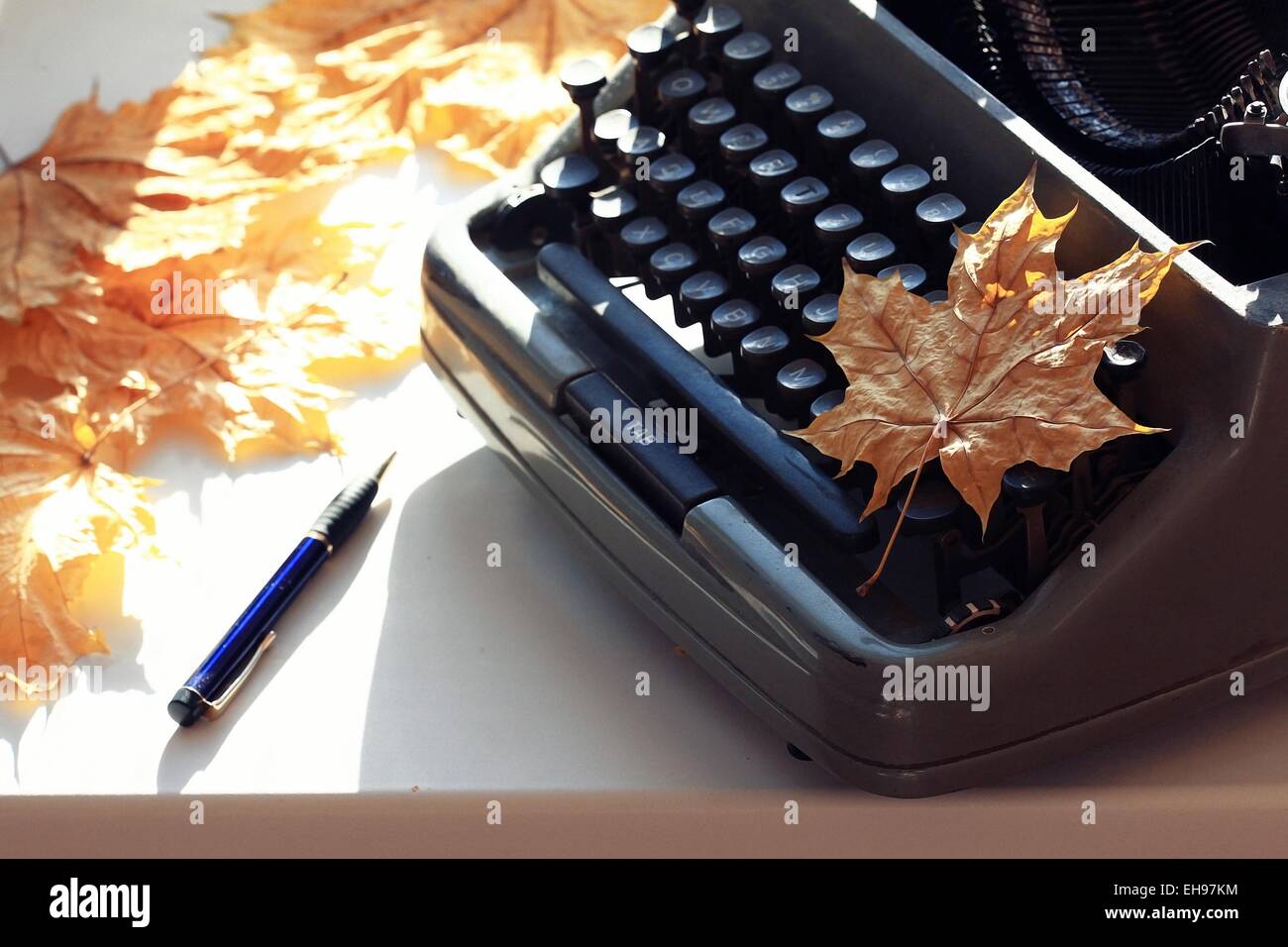 old typewriter concept autumn Stock Photo - Alamy