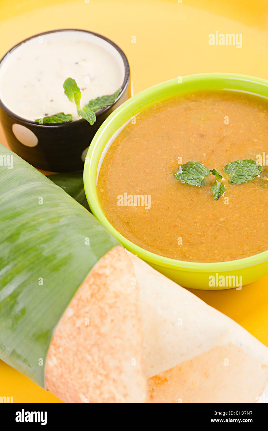 South Indian Dish Sambar Dosa Nobody Stock Photo - Alamy